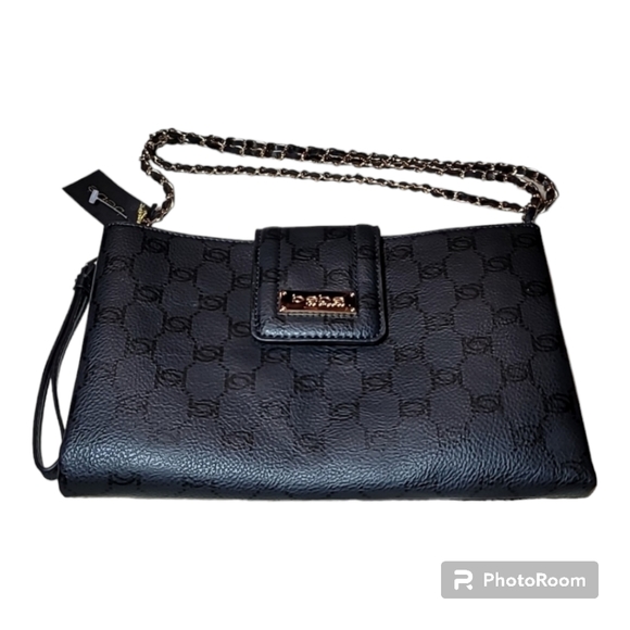 bebe | Bags | Bebe Melissa Logo Crossbody Black Faux Leather With Tags ...